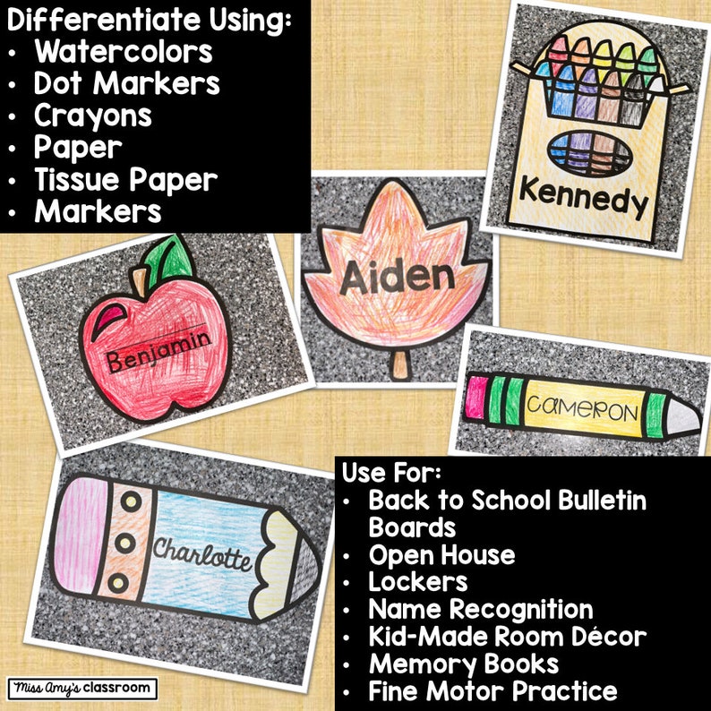 Back to School Crafts With Editable Names- Preschool, Kindergarten Time ...