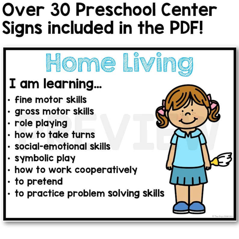 Editable Center Signs With Learning Objectives and Images | Preschool ...