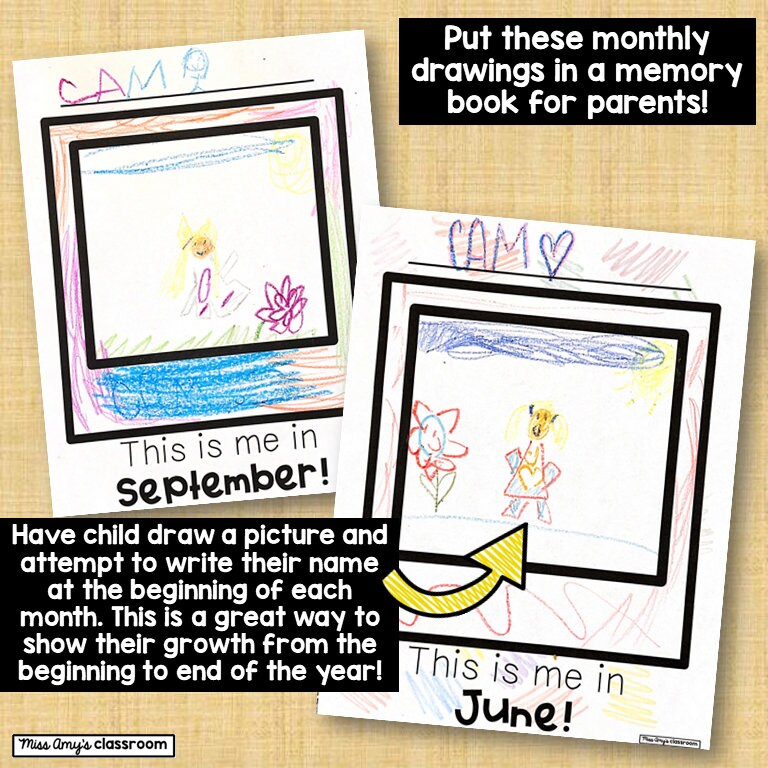 All About Me Preschool Worksheets Memory Book Pages Monthly Self ...