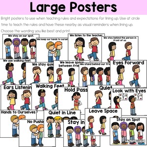 Preschool Line up Rules Poster Set: Classroom Management Printables ...