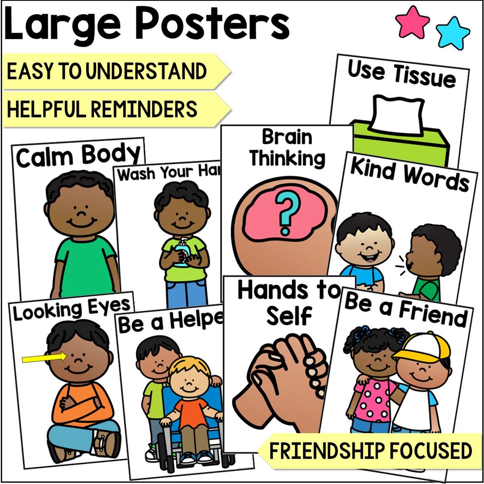 Editable Classroom Rules Posters: Preschool, Kindergarten Visuals (PDF ...
