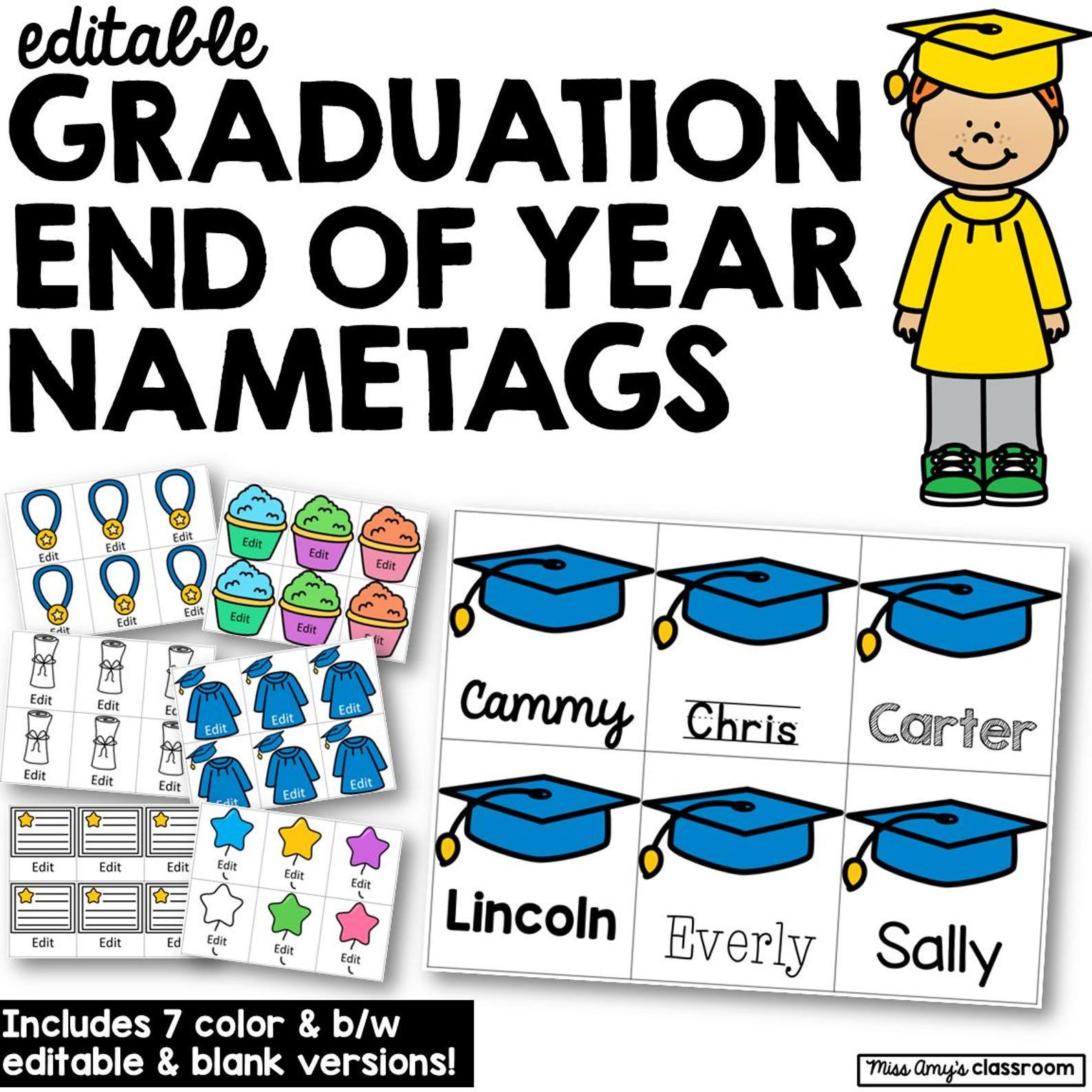 Graduation Bulletin Board Name Tags | Editable Nametags for Graduation ...