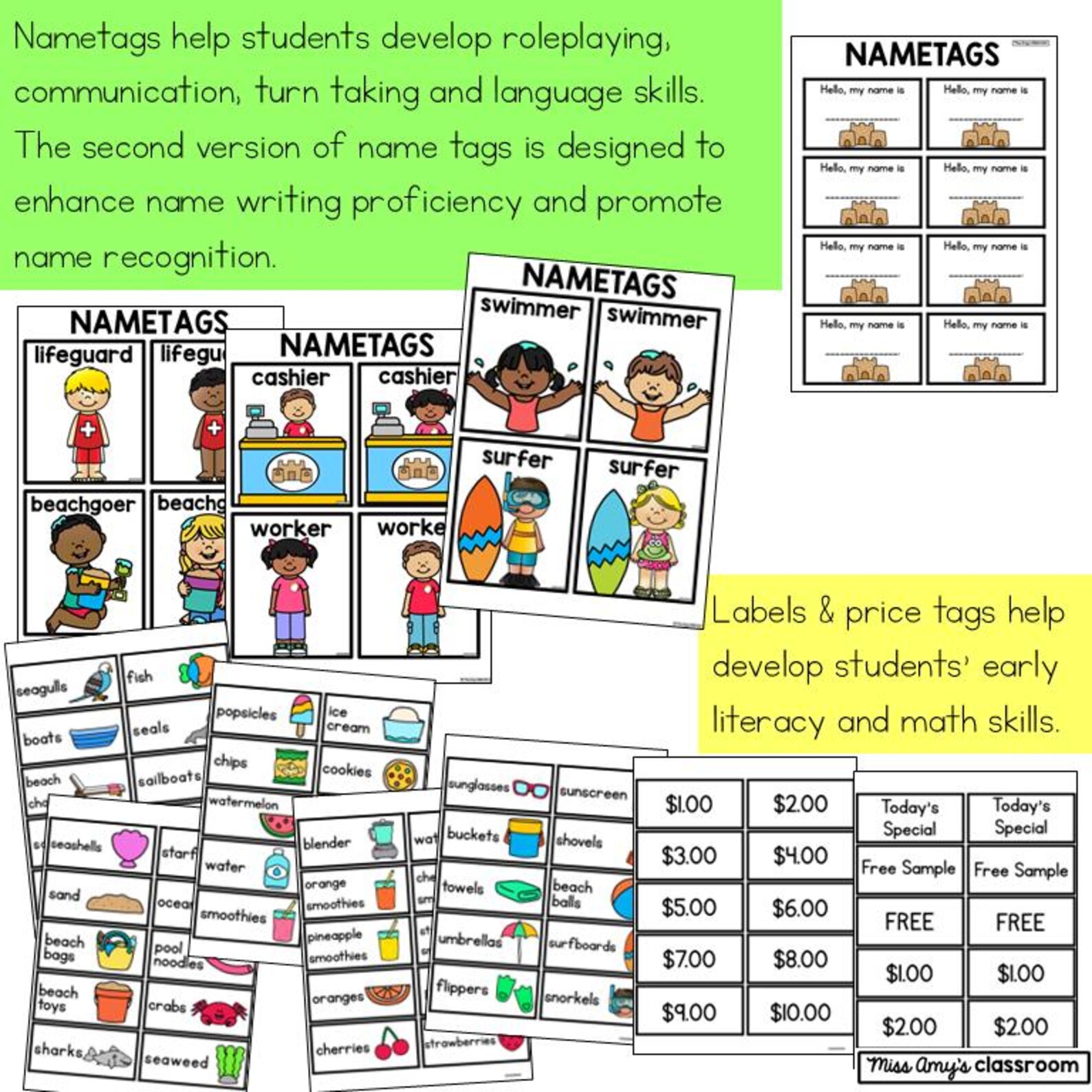 Beach Dramatic Play Printables for Kids – Summer Pretend Play Center ...