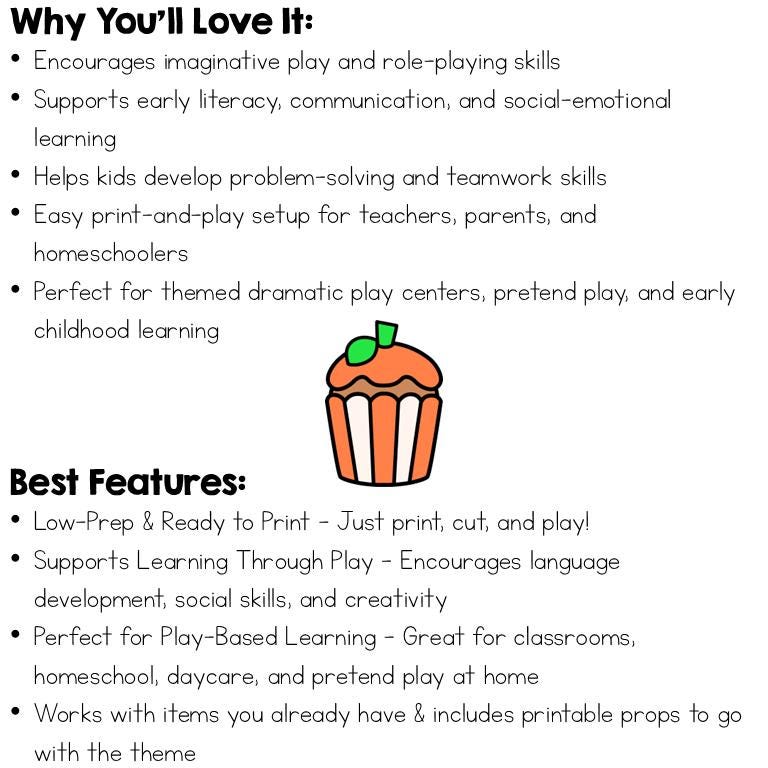 Thanksgiving Pumpkin Pie Shop Dramatic Play - Fall Bakery Center ...