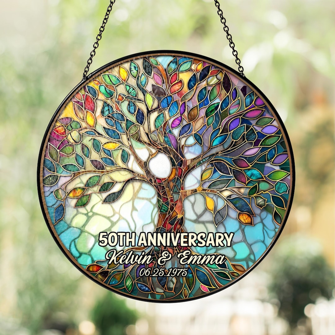 Personalized Tree of Life 50th Anniversary Gifts, Tree of Life Glass ...