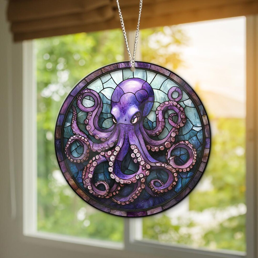 Octopus Ornament, Octopus Suncatcher, Cute Sea Creature, Nautical Home ...