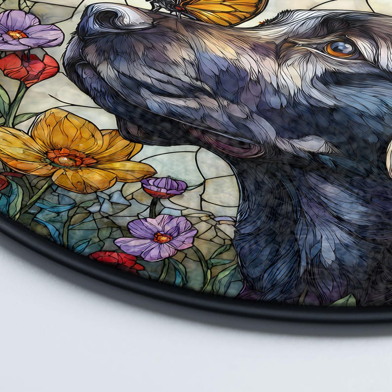 Labrador Dog Suncatcher, Black Lab With Butterfly Window Hanging ...