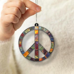 Peace Sign ACRYLIC Hanging Sign, Peace Sign Christmas Ornament, Hippie ...