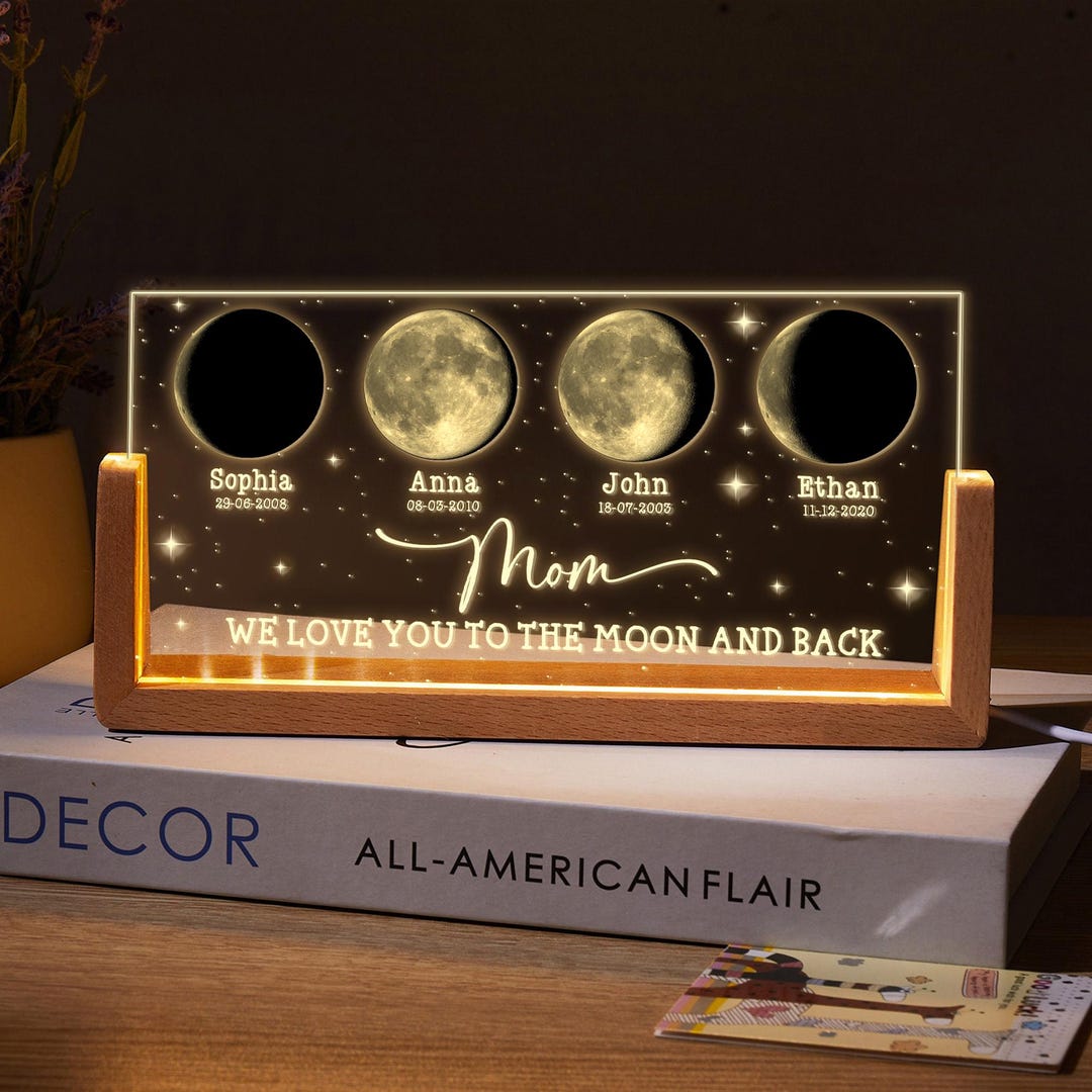 Personalized Moons Phase With Kids Names, Custom Moons Phase Night ...