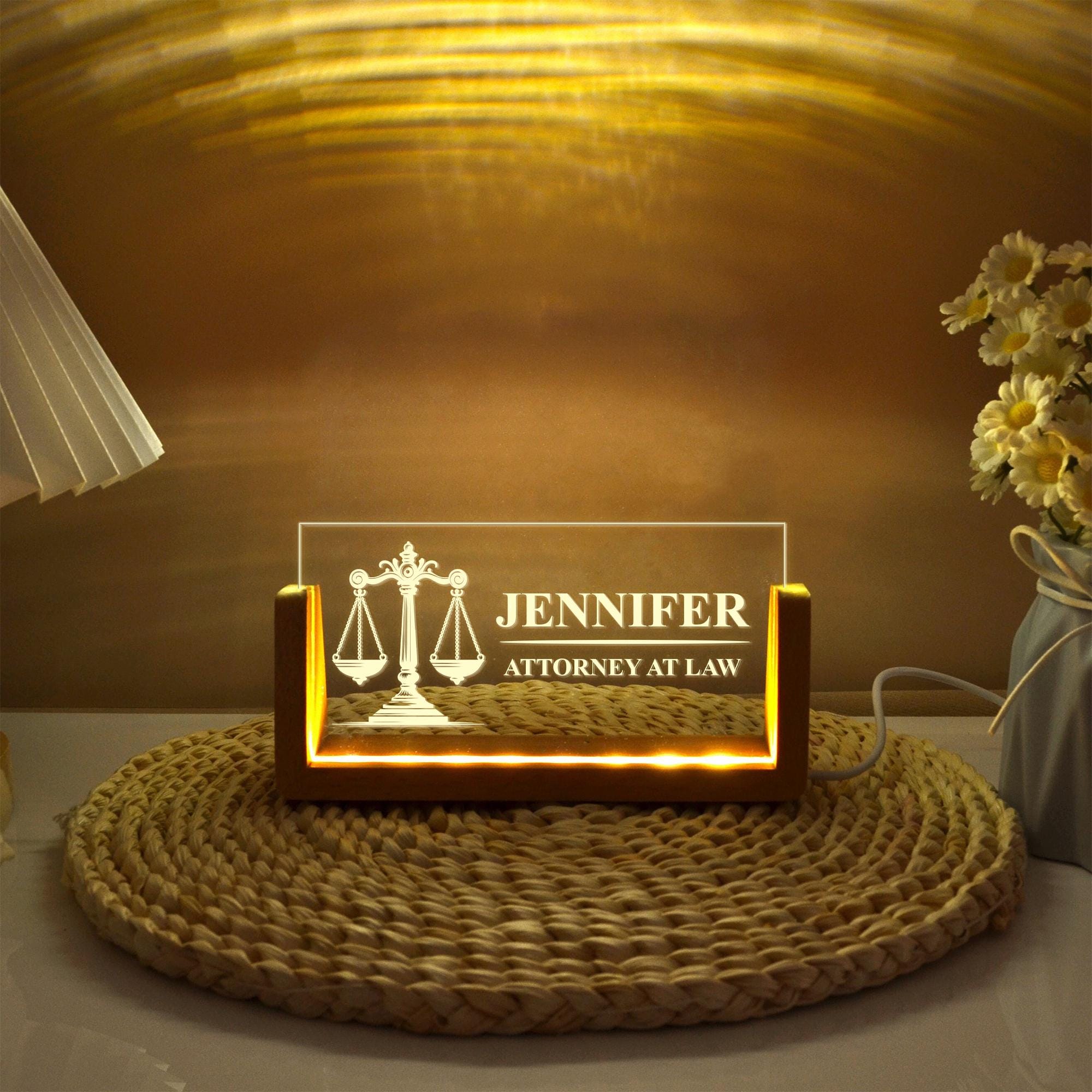 Personalized Attorney Desk Name Plate: Legal Office Decor Night Light ...