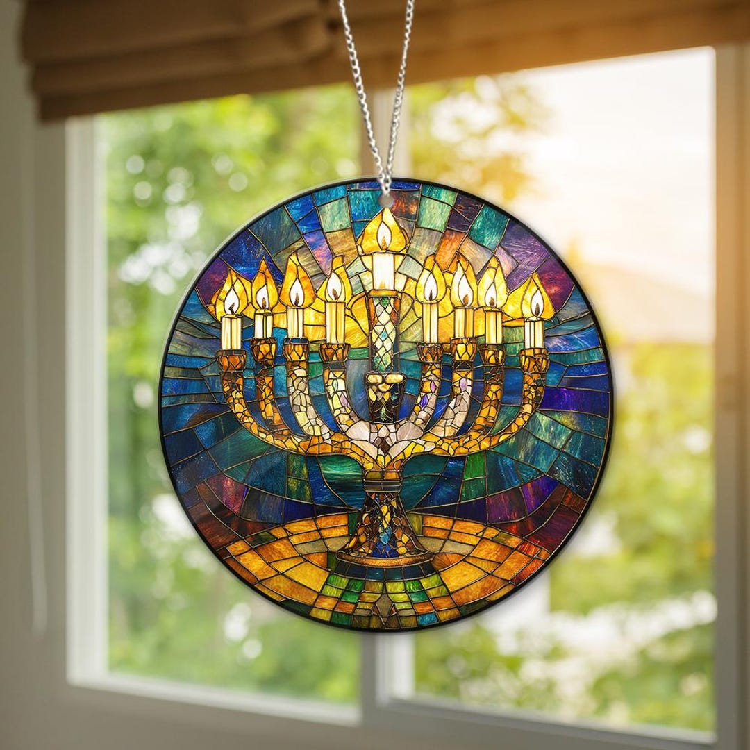 Menorah Suncatcher ACRYLIC: Hanukkah Window Ornament, Hanukkah Menorah ...