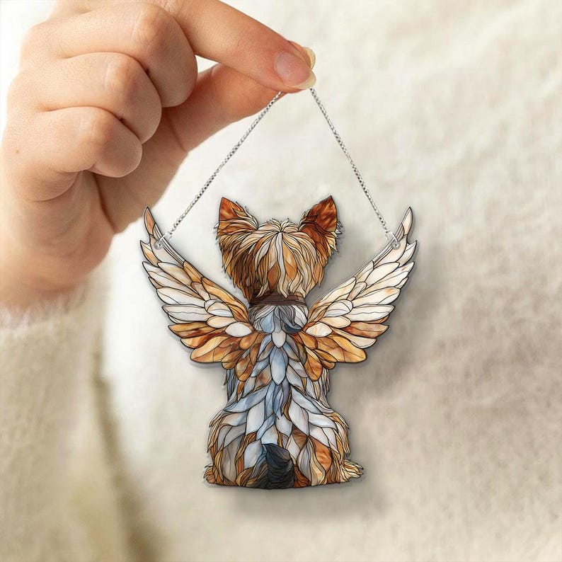 Angel Yorkie Dog Suncatcher – Yorkshire Terrier With Wings Window ...