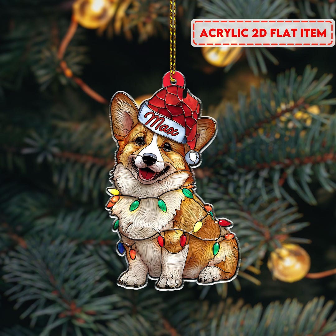 Personalized Corgi Christmas Ornament, Dog Lover Gift, Custom Pet Name ...