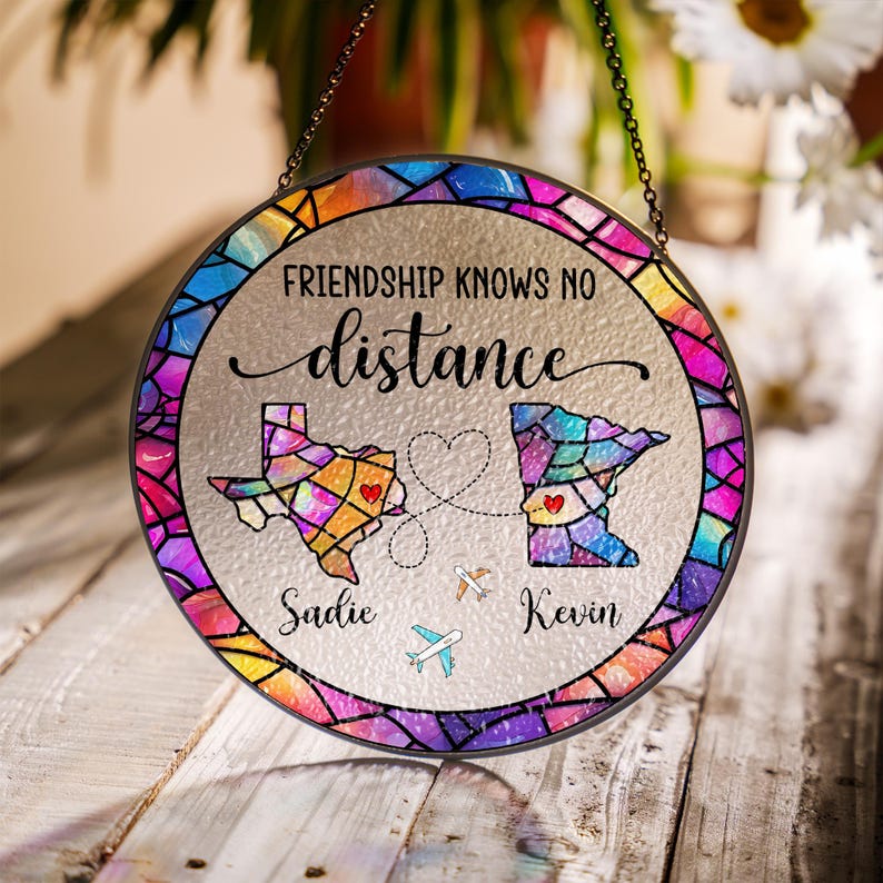 Personalized Long Distance Friendship Suncatcher: State to State Gift ...