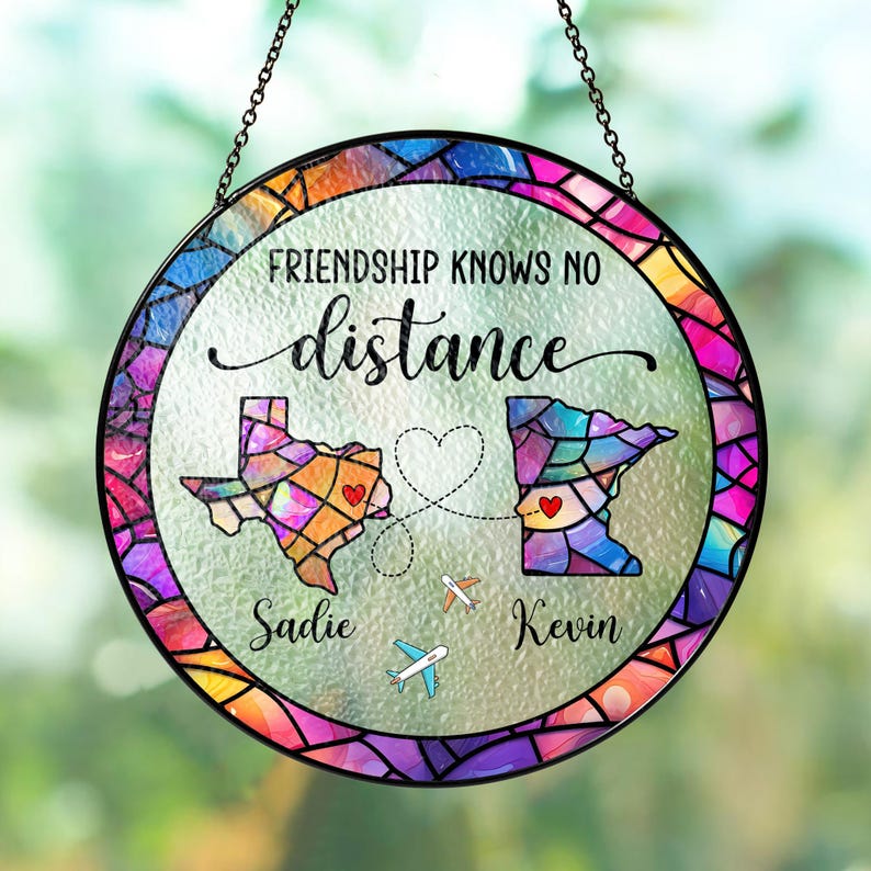 Personalized Long Distance Friendship Suncatcher: State to State Gift ...