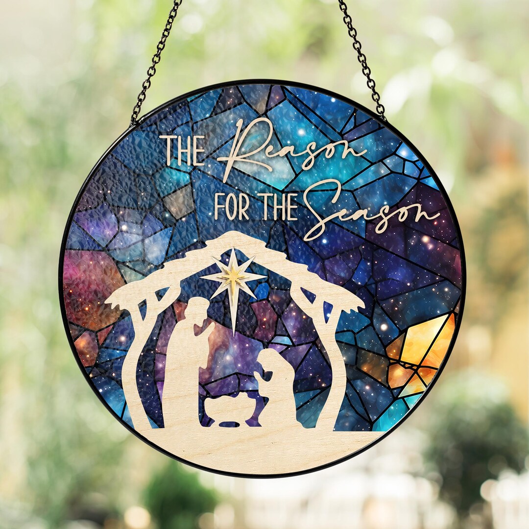 Nativity Scene Stained Glass Suncatcher: Christian Christmas Decor - Etsy