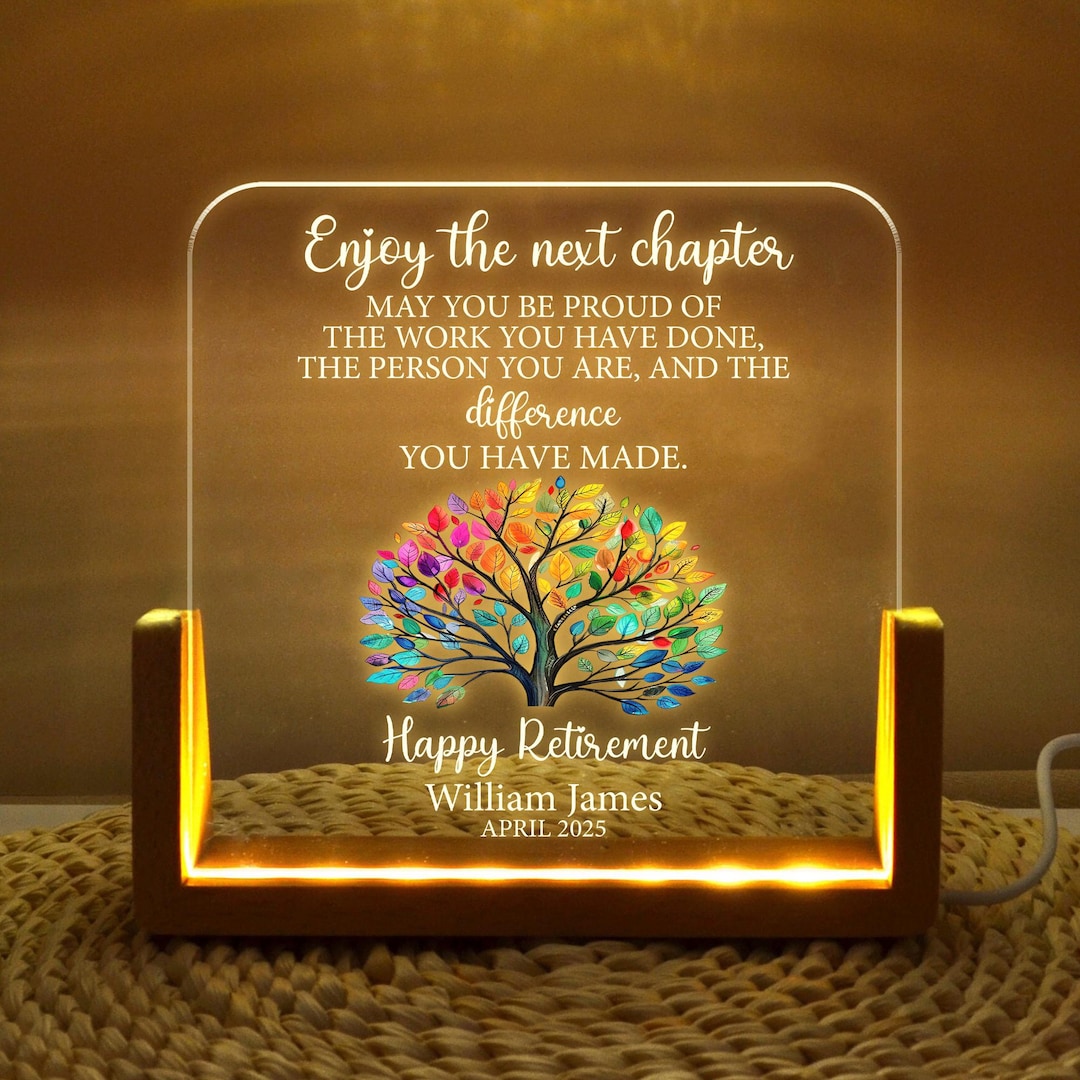 Personalized Retirement Gift for Men Women, Custom Happy Retirement LED ...