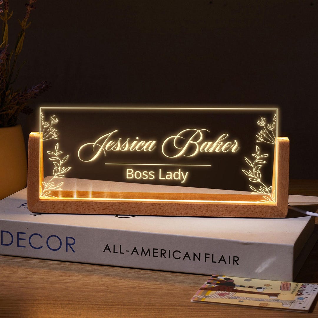Boss Lady Desk Name Plate Night Light: Personalized Office Decor - Etsy UK
