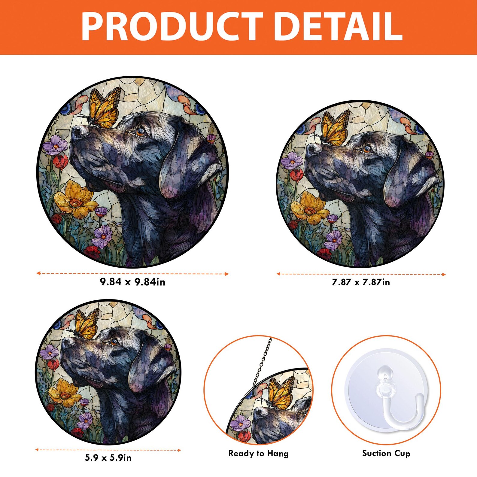 Labrador Dog Suncatcher, Black Lab With Butterfly Window Hanging ...