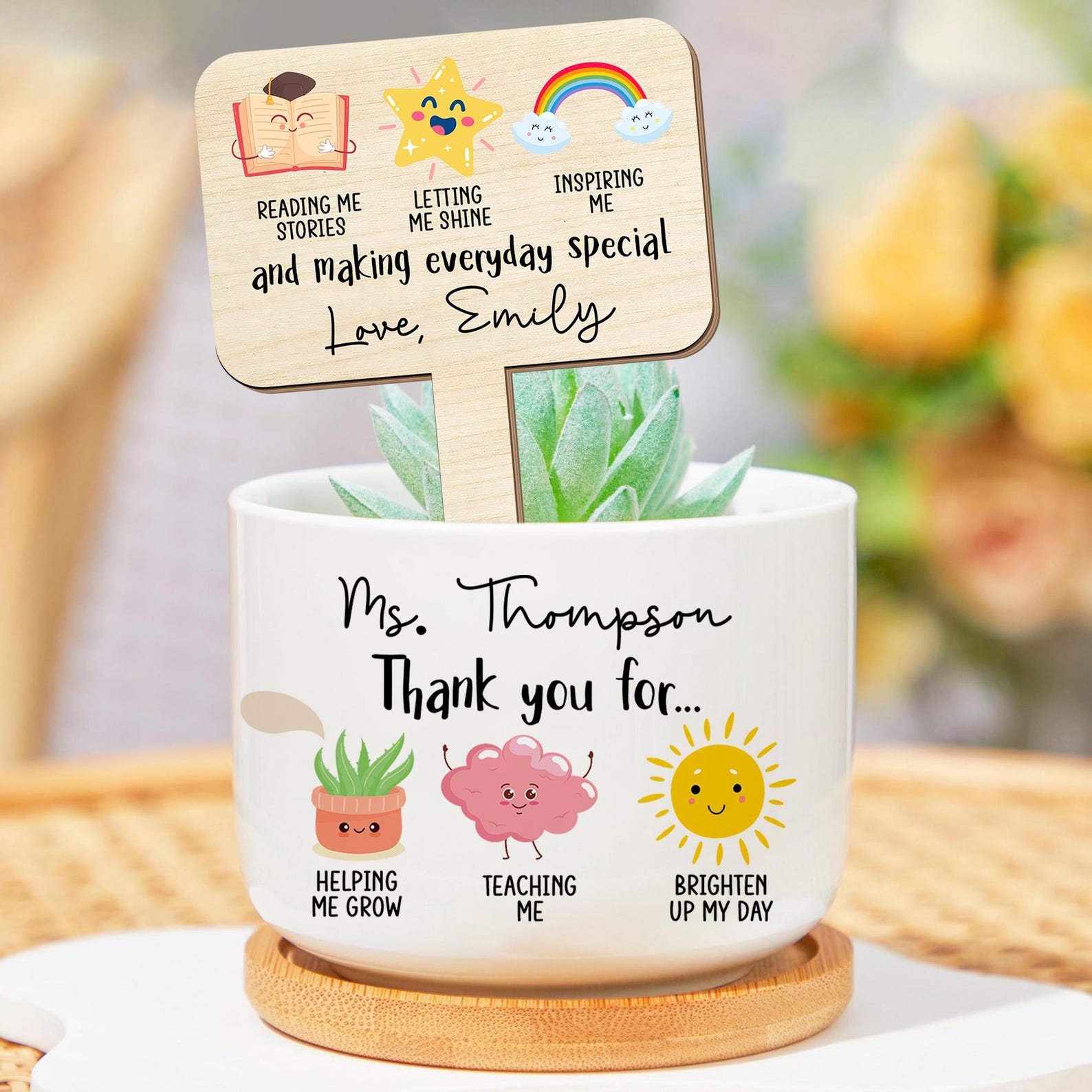 Personalized Teacher Plant Pot: Custom Ceramic Flower Pot, Thank You ...