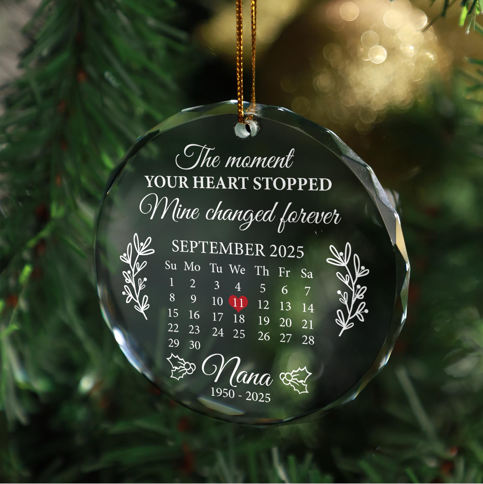 The Moment Your Heart Stopped Glass Ornament, Time Changed Forever ...