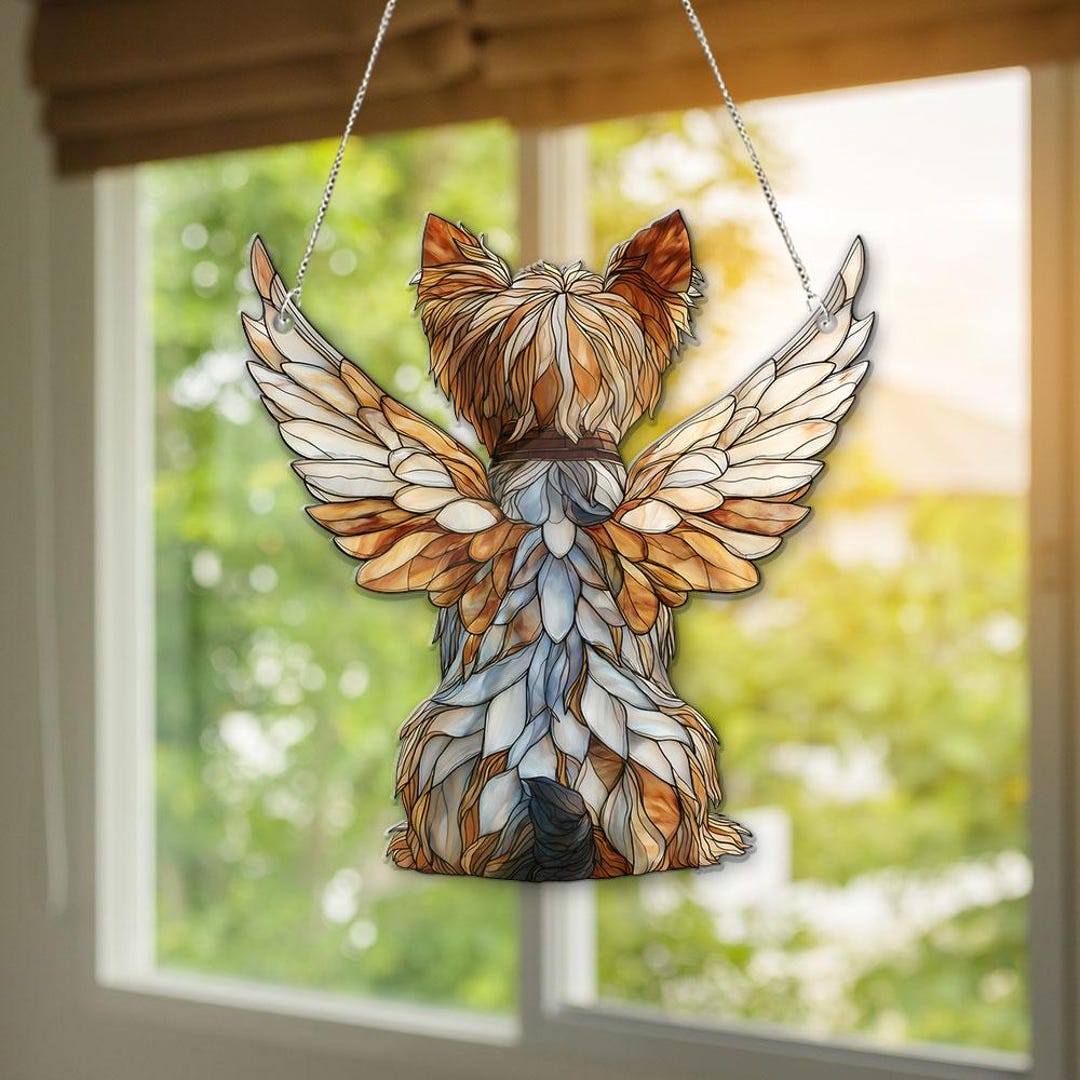 Angel Yorkie Dog Suncatcher – Yorkshire Terrier With Wings Window ...