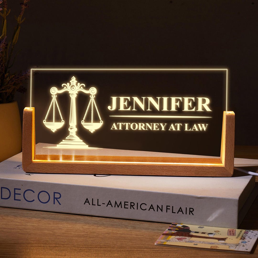 Personalized Attorney Desk Name Plate: Legal Office Decor Night Light ...