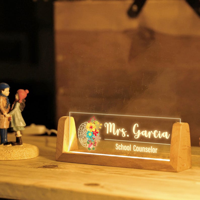 School Counselor Desk Name Plate Night Light, Counselor Desk Sign ...
