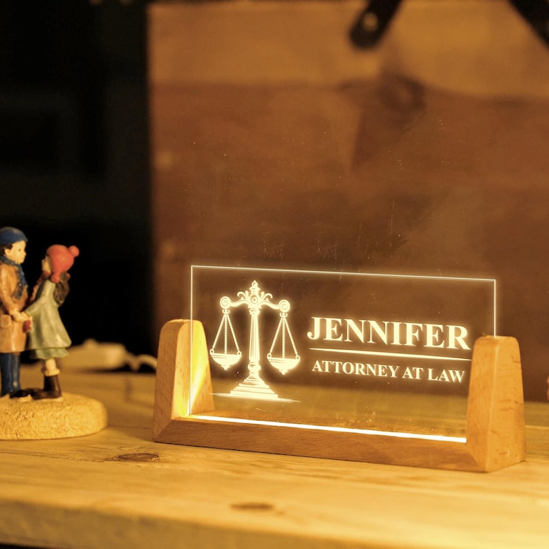 Personalized Attorney Desk Name Plate: Legal Office Decor Night Light ...