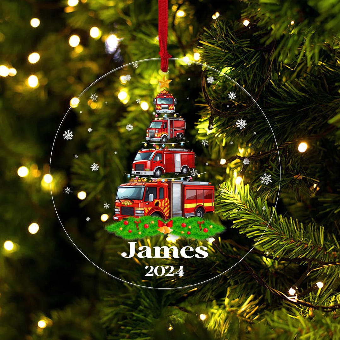 Fire Truck Ornament, Fireman Ornament, Firefighter Gifts, Fire Truck ...