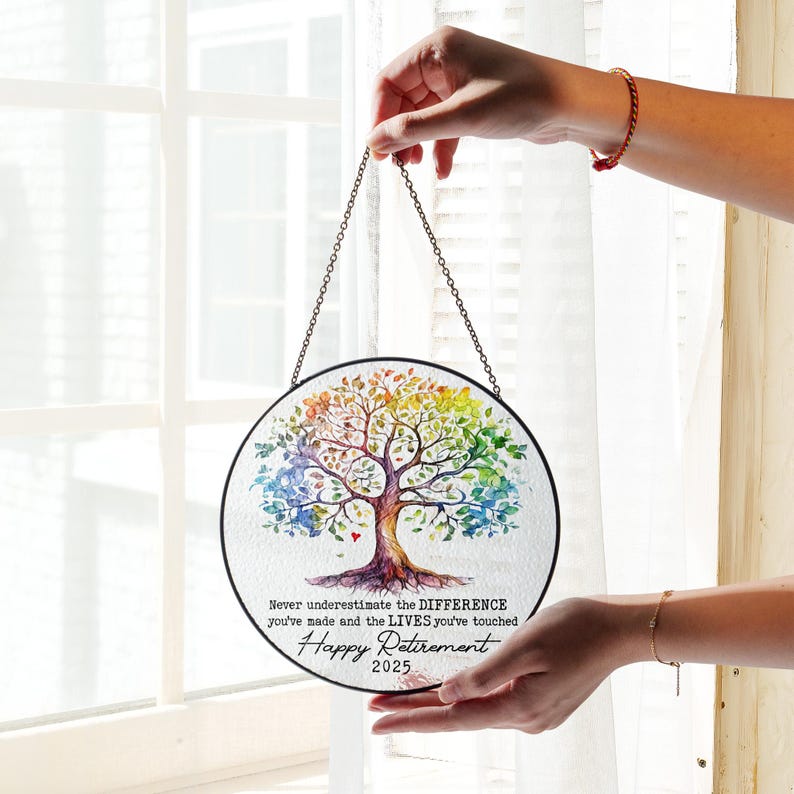 Personalized Retirement Gift: Tree of Life Stained Glass Suncatcher ...