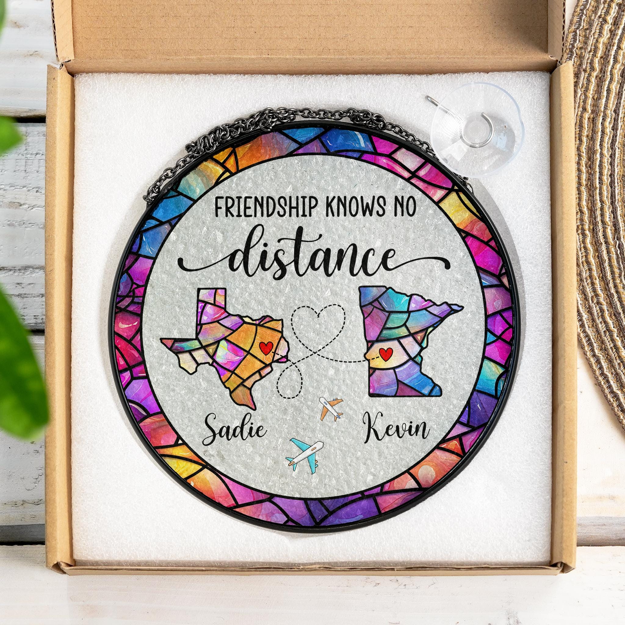 Personalized Long Distance Friendship Suncatcher: State to State Gift ...