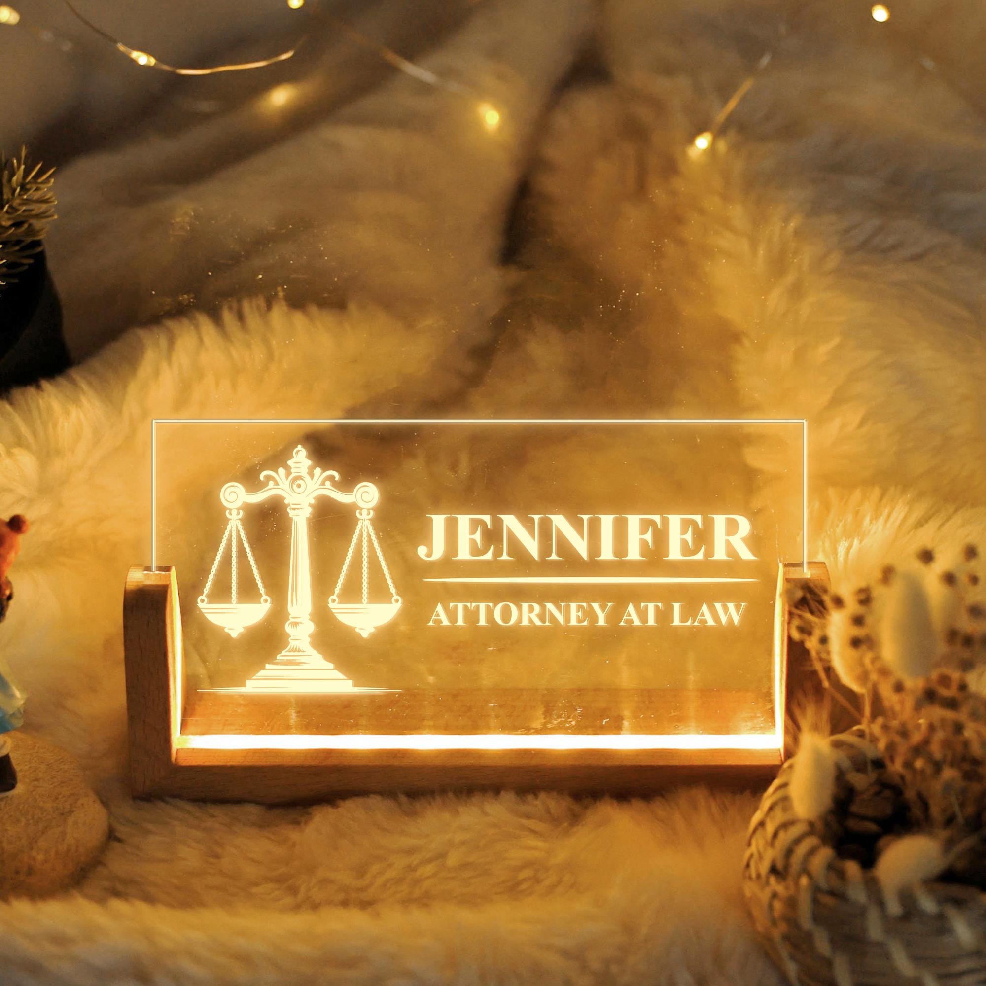 Personalized Attorney Desk Name Plate: Legal Office Decor Night Light ...