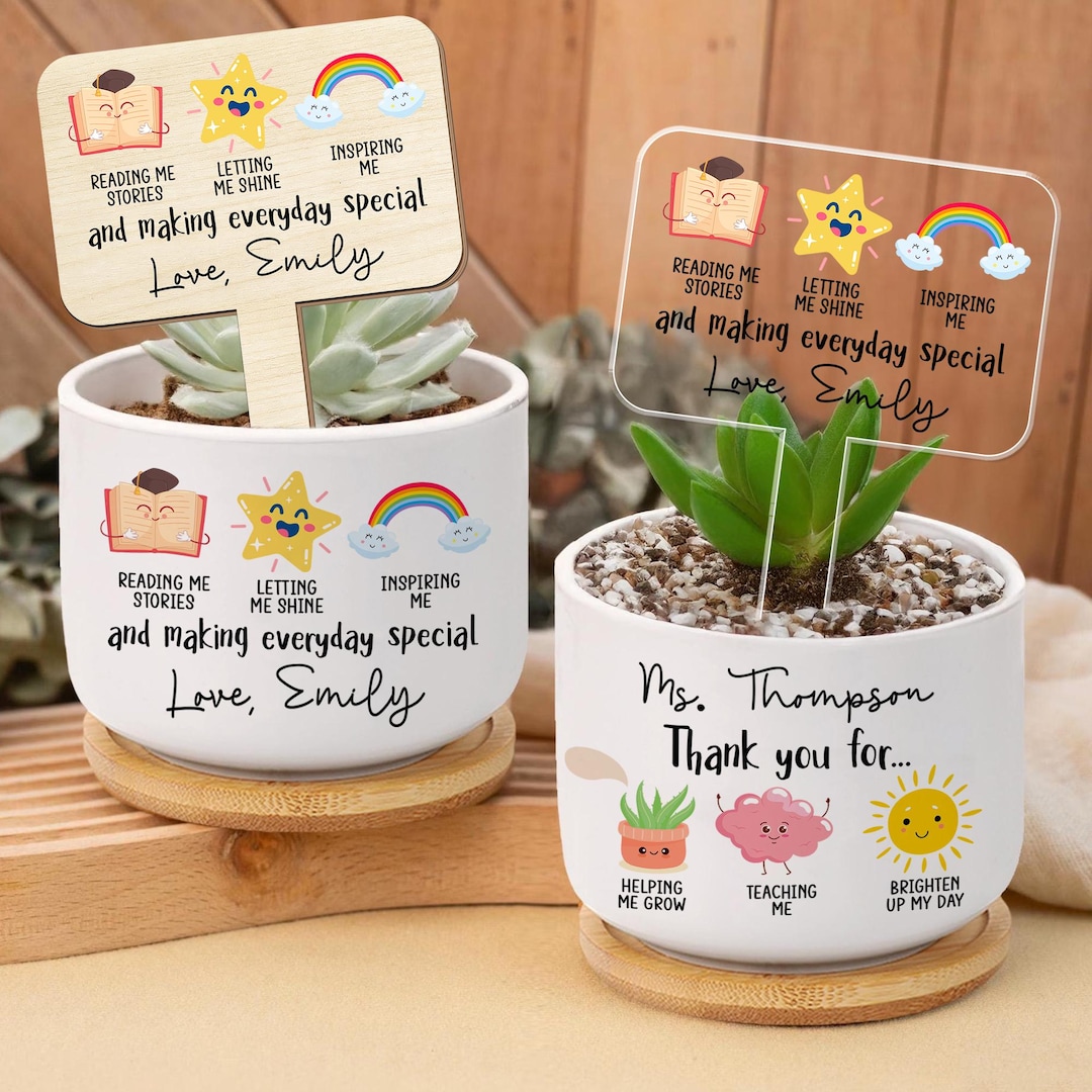 Personalized Teacher Plant Pot: Custom Ceramic Flower Pot, Thank You ...