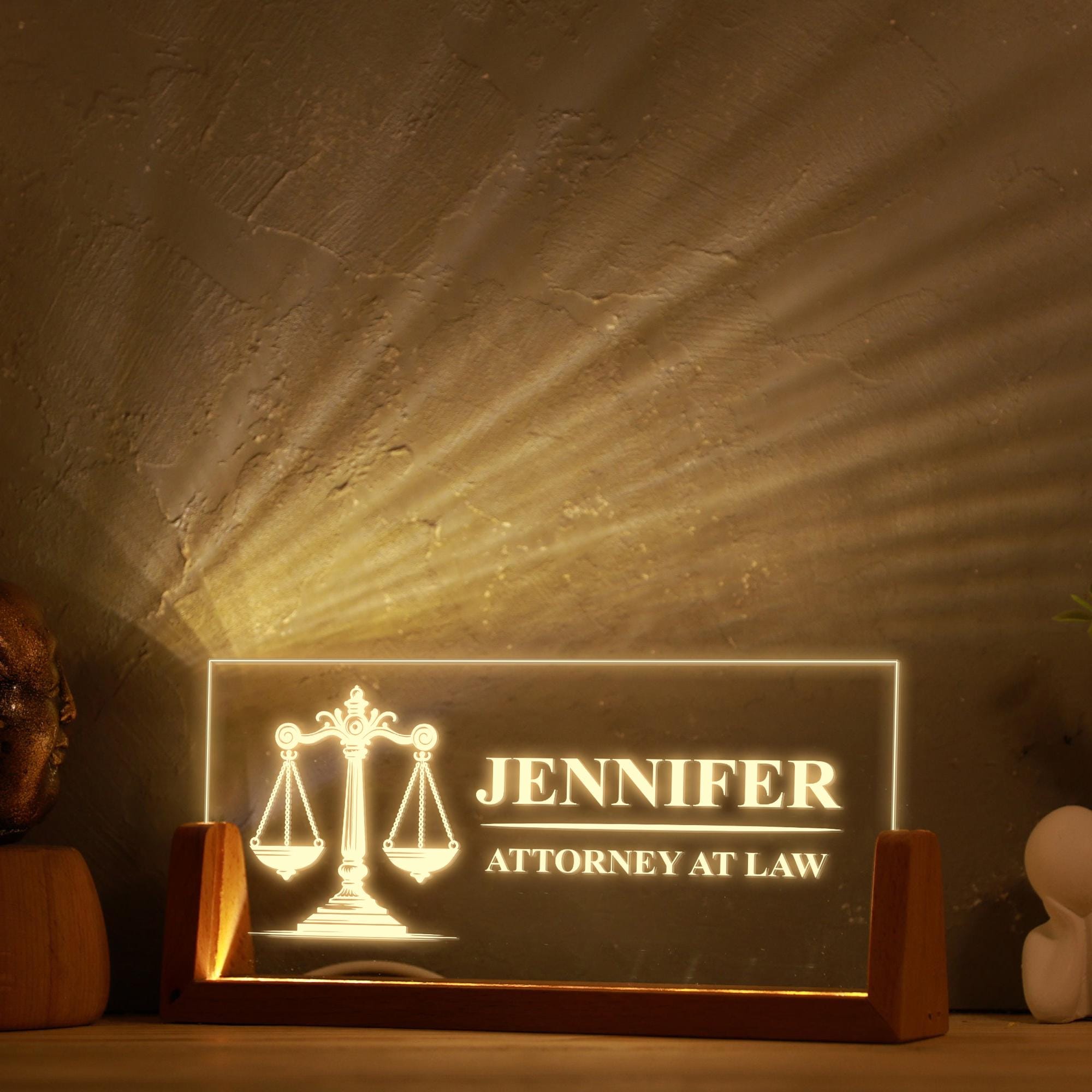 Personalized Attorney Desk Name Plate: Legal Office Decor Night Light ...