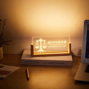 Personalized Attorney Desk Name Plate: Legal Office Decor Night Light ...