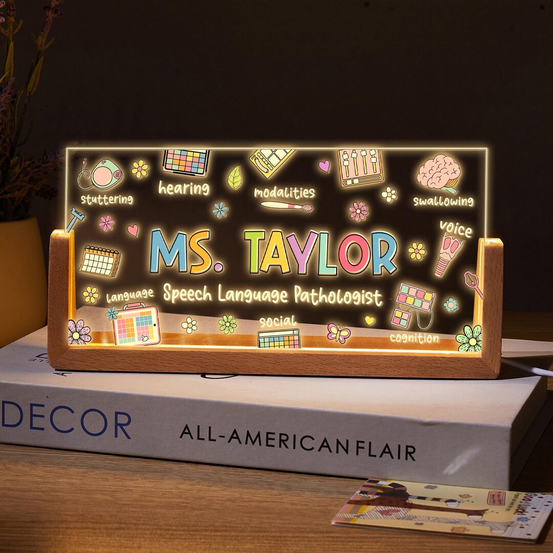 Personalized Speech Pathologist LED Desk Sign: Custom SLP Office Decor ...
