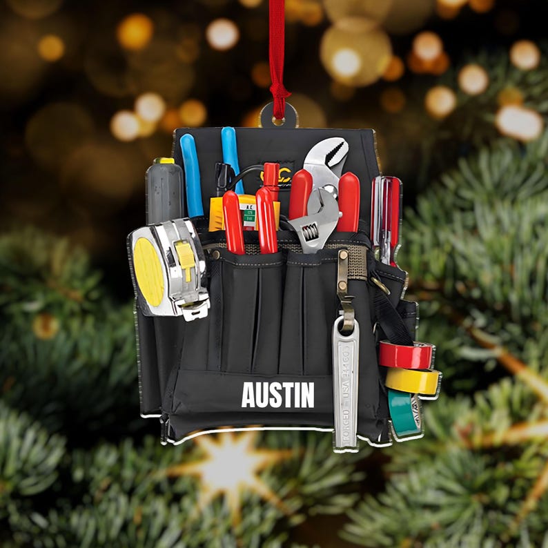 Personalized Electrician Tool Bag Christmas Ornament, Gift for ...
