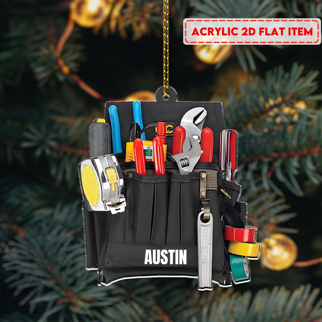 Personalized Electrician Tool Bag Christmas Ornament, Gift for ...