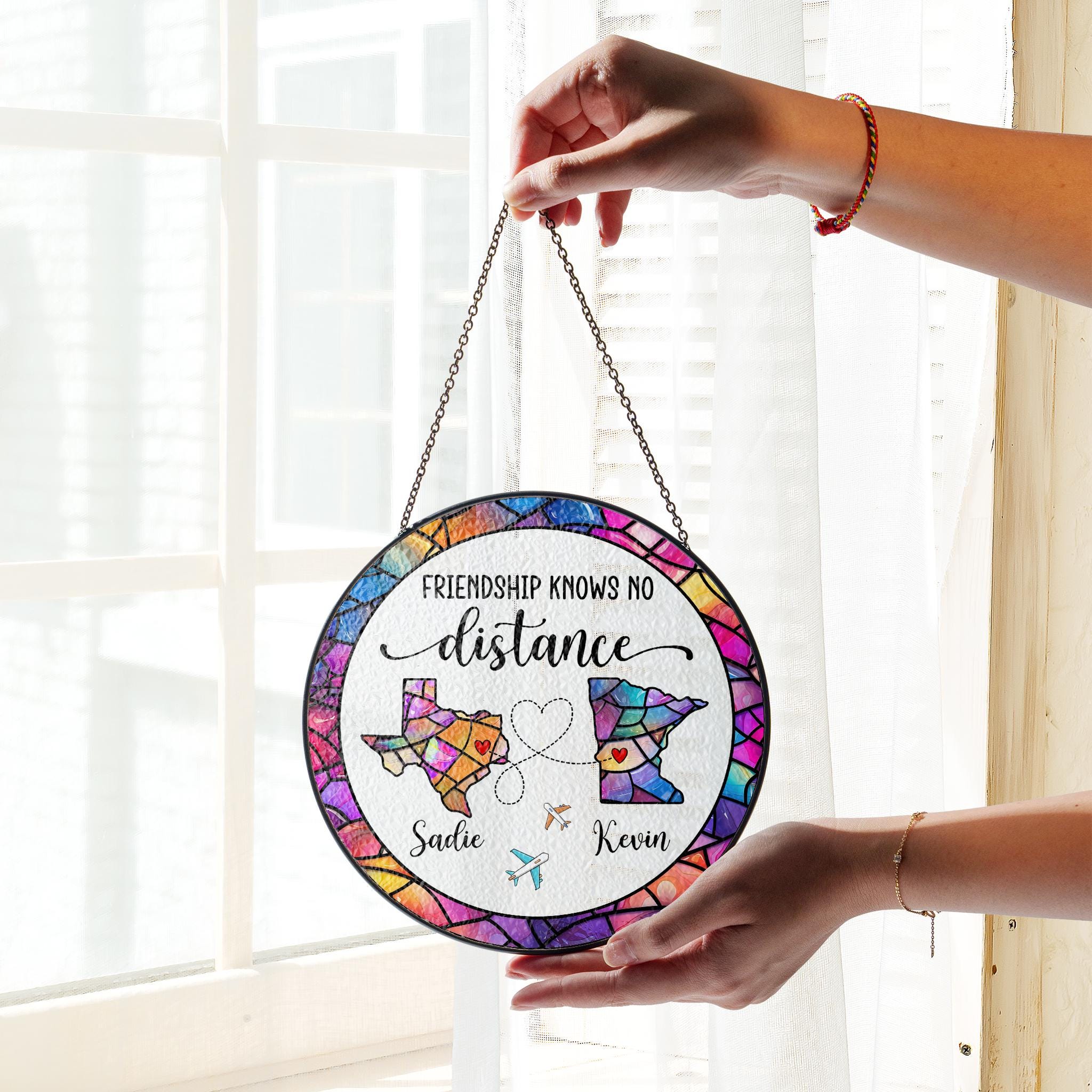 Personalized Long Distance Friendship Suncatcher: State to State Gift ...
