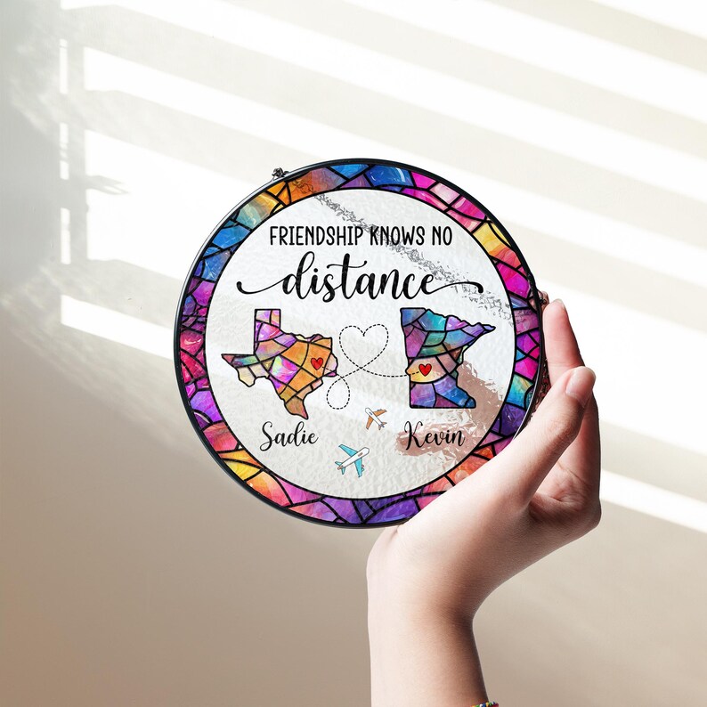 Personalized Long Distance Friendship Suncatcher: State to State Gift ...