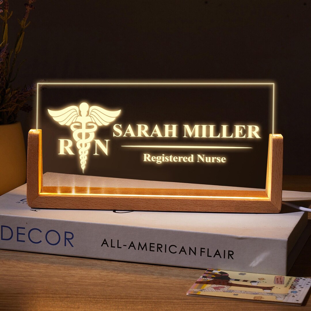 Registered Nurse Desk Sign, Personalized Registered Nurse LED Night ...