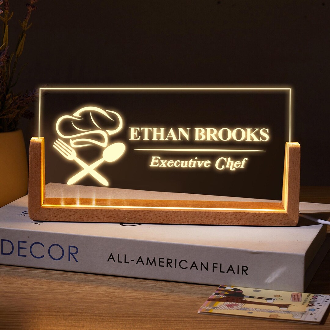 Personalized Chef LED Name Plate, Custom Executive Chef Desk Lamp ...