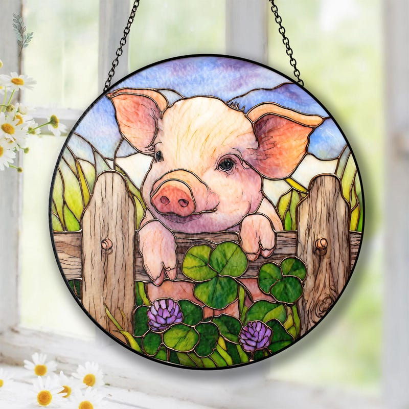 Stained Glass Pig - Etsy