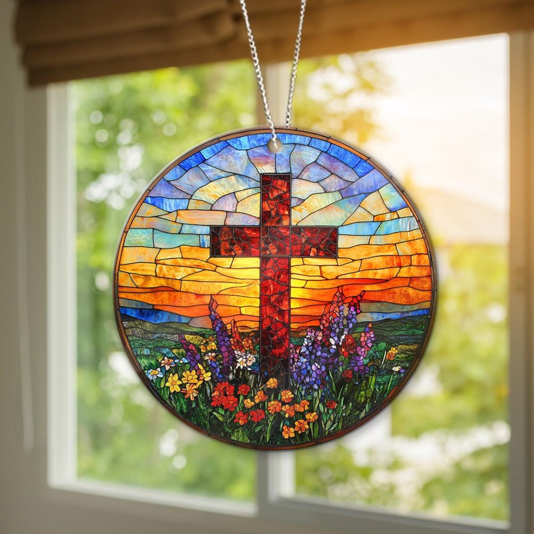 Easter Suncatcher, Religious Window Art, Faith Sun Catcher, Easter Gift ...