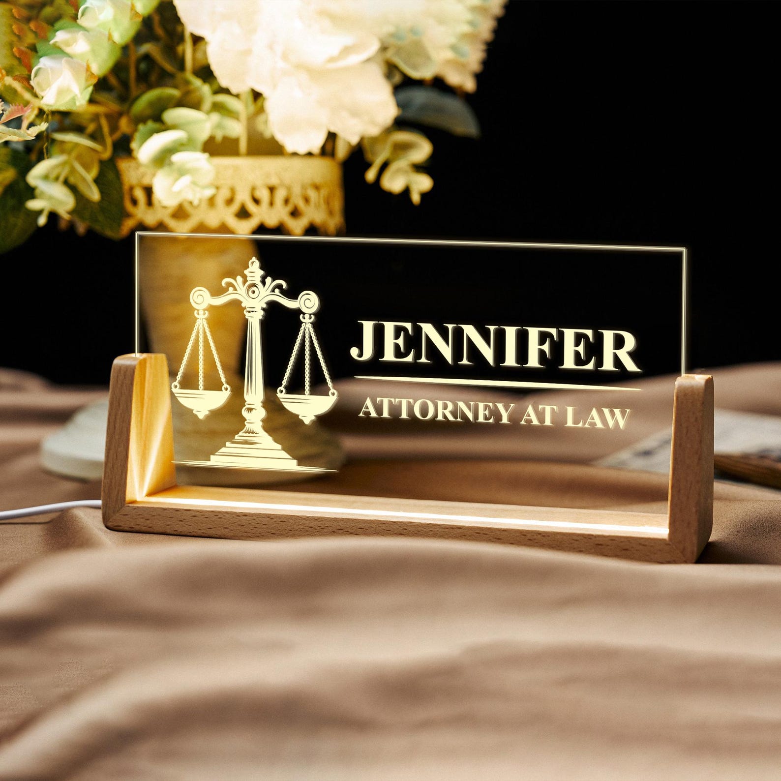 Personalized Attorney Desk Name Plate: Legal Office Decor Night Light ...