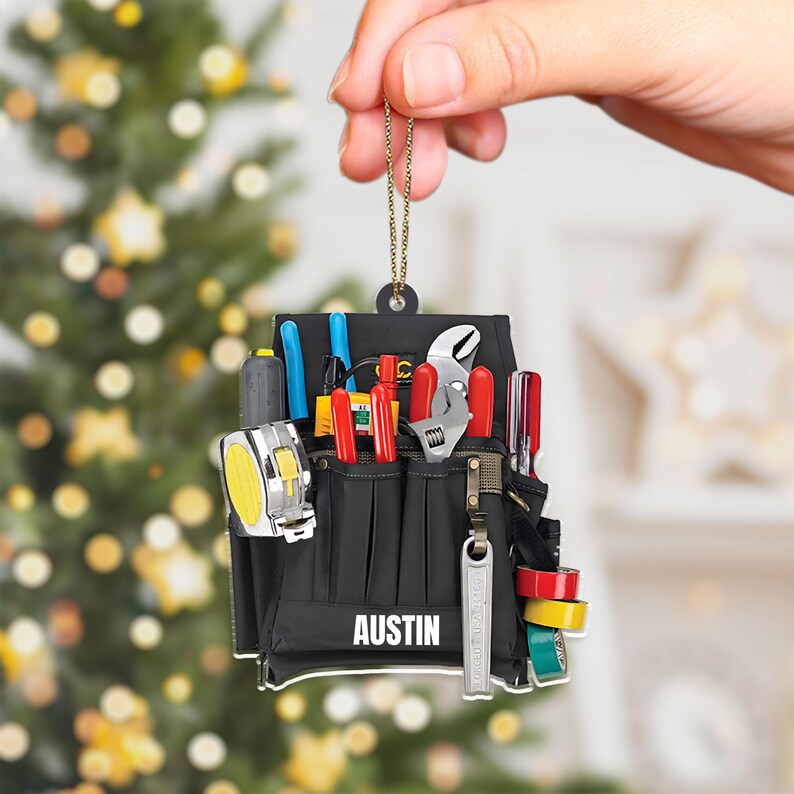 Personalized Electrician Tool Bag Christmas Ornament, Gift for ...
