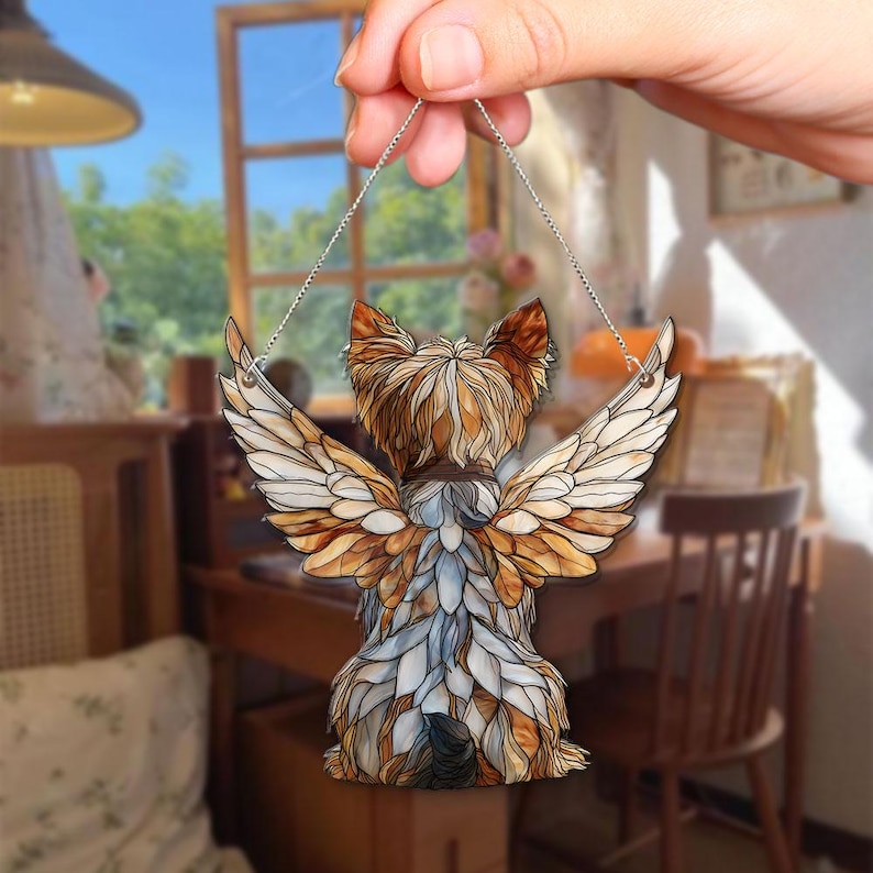 Angel Yorkie Dog Suncatcher – Yorkshire Terrier With Wings Window ...