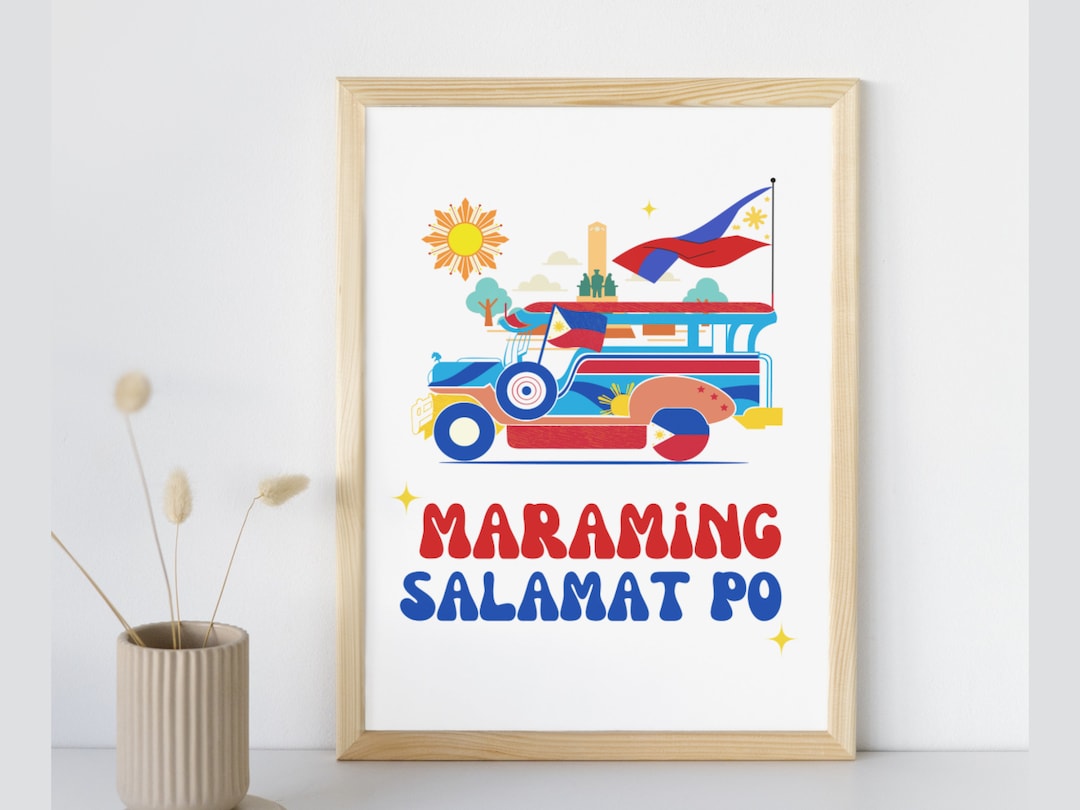 Filipino Art Gift Maraming Salamat Printable Home Decor, Philippines ...