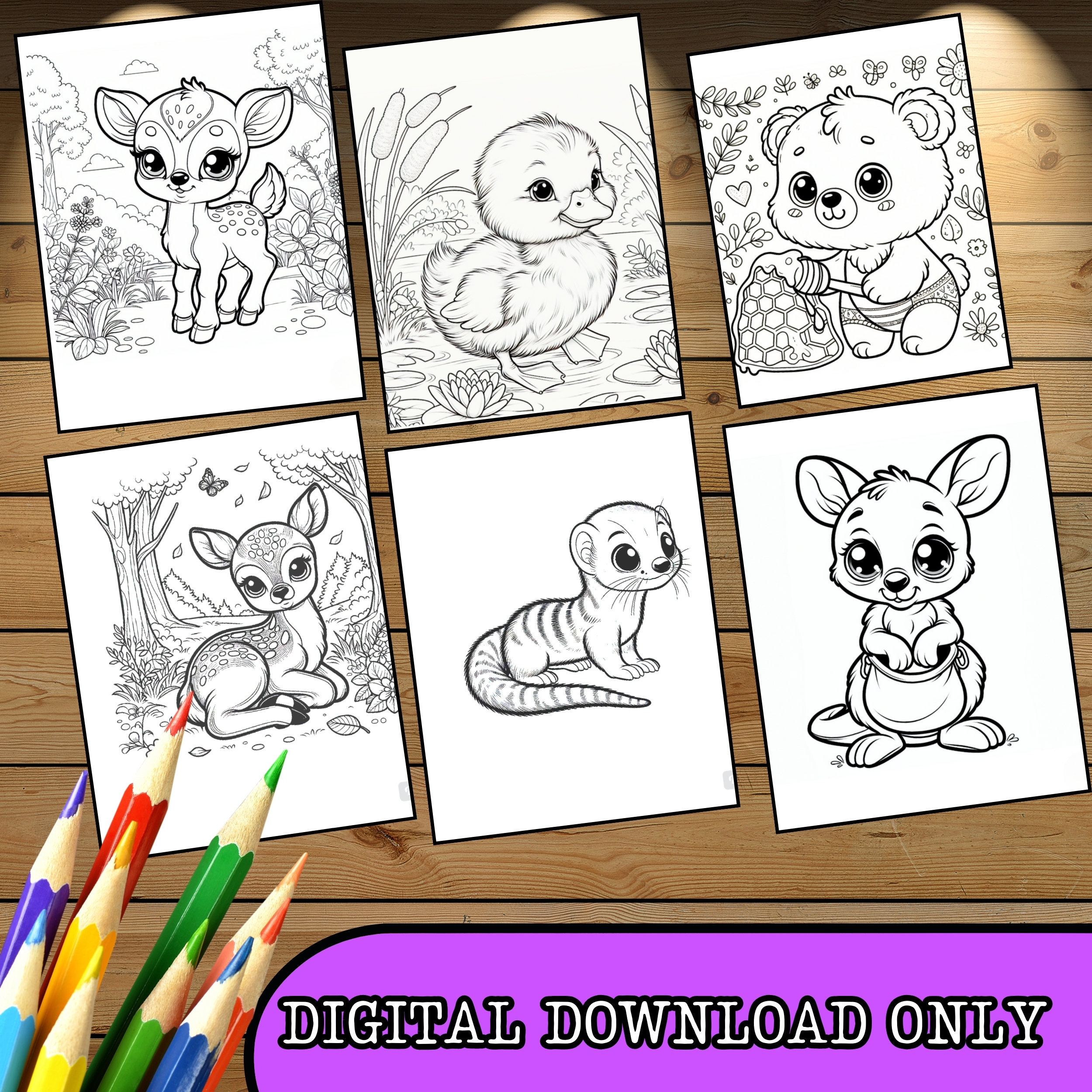 30 Easy Animal Coloring Pages for Kids, Toddlers Coloring Book ...